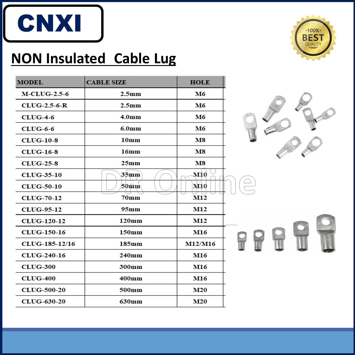 Copper Cable Lug 50mm /70mm /95mm /120mm /150mm (10pcs/Pkt) Ready Stock ...