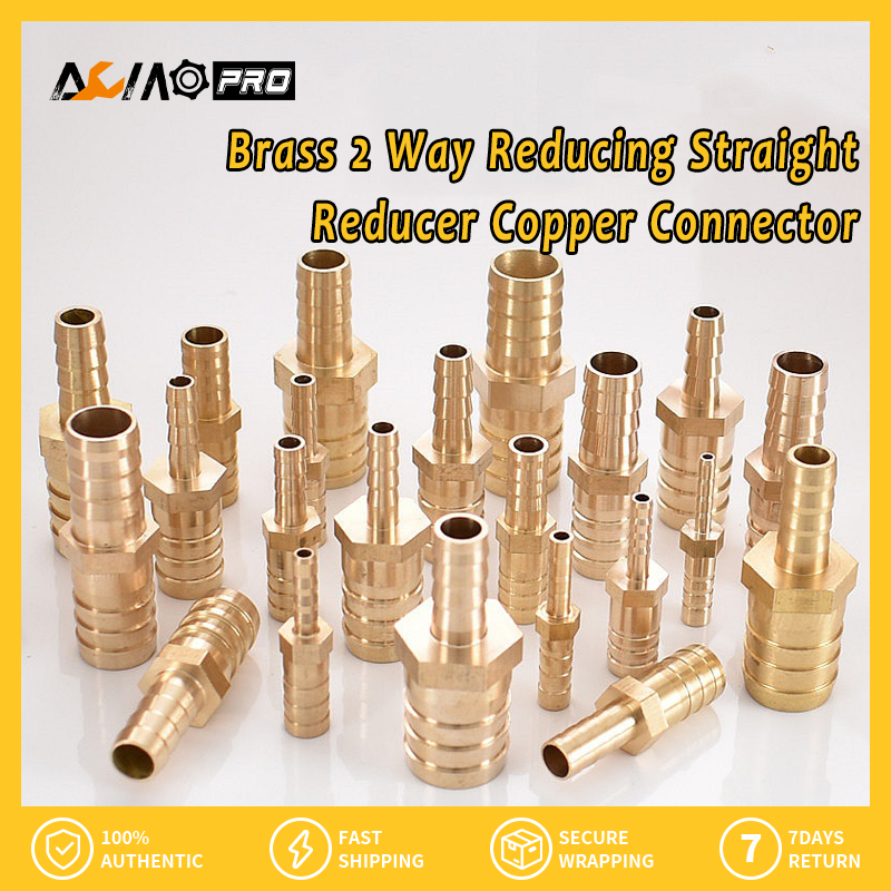 AumoPro 1pc Brass Reducing Straight Hose Barb 2 Way Pipe Fitting ...