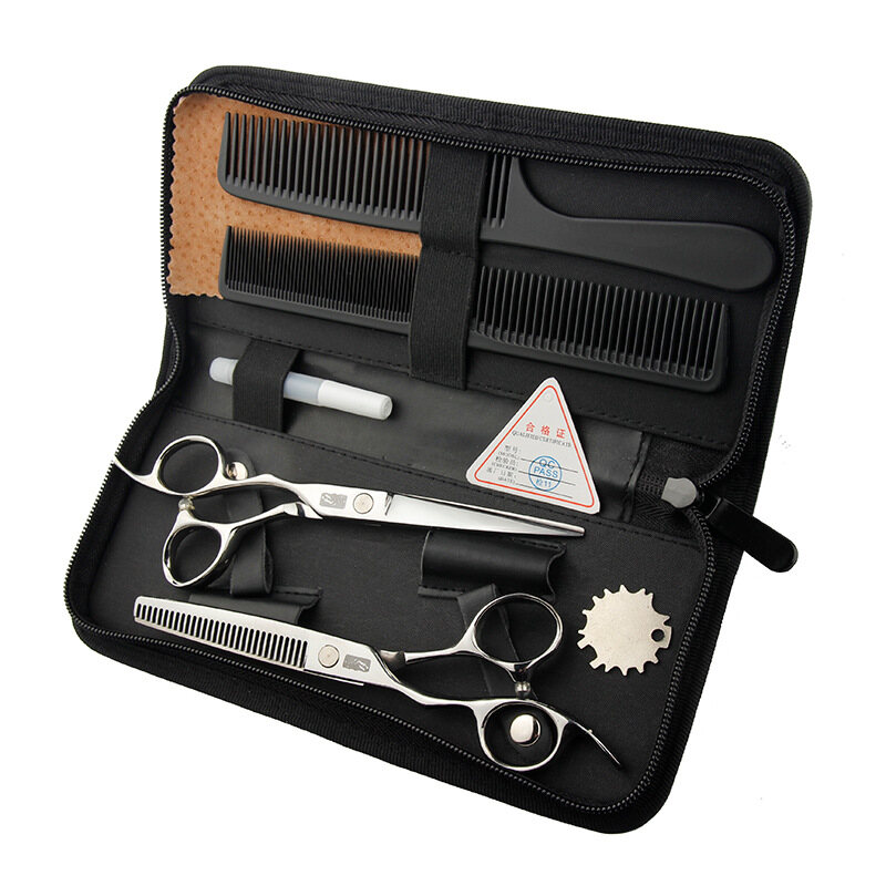 Professional hair left hand cut 6.0 inch haircut scissor flat cut thin ...