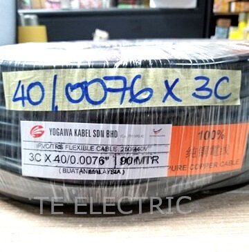 (90M) YOGAWA 40 / 0076 X 3CORE PVC TRS CABLE WATERPROOF FLEXIBLE WIRE ...