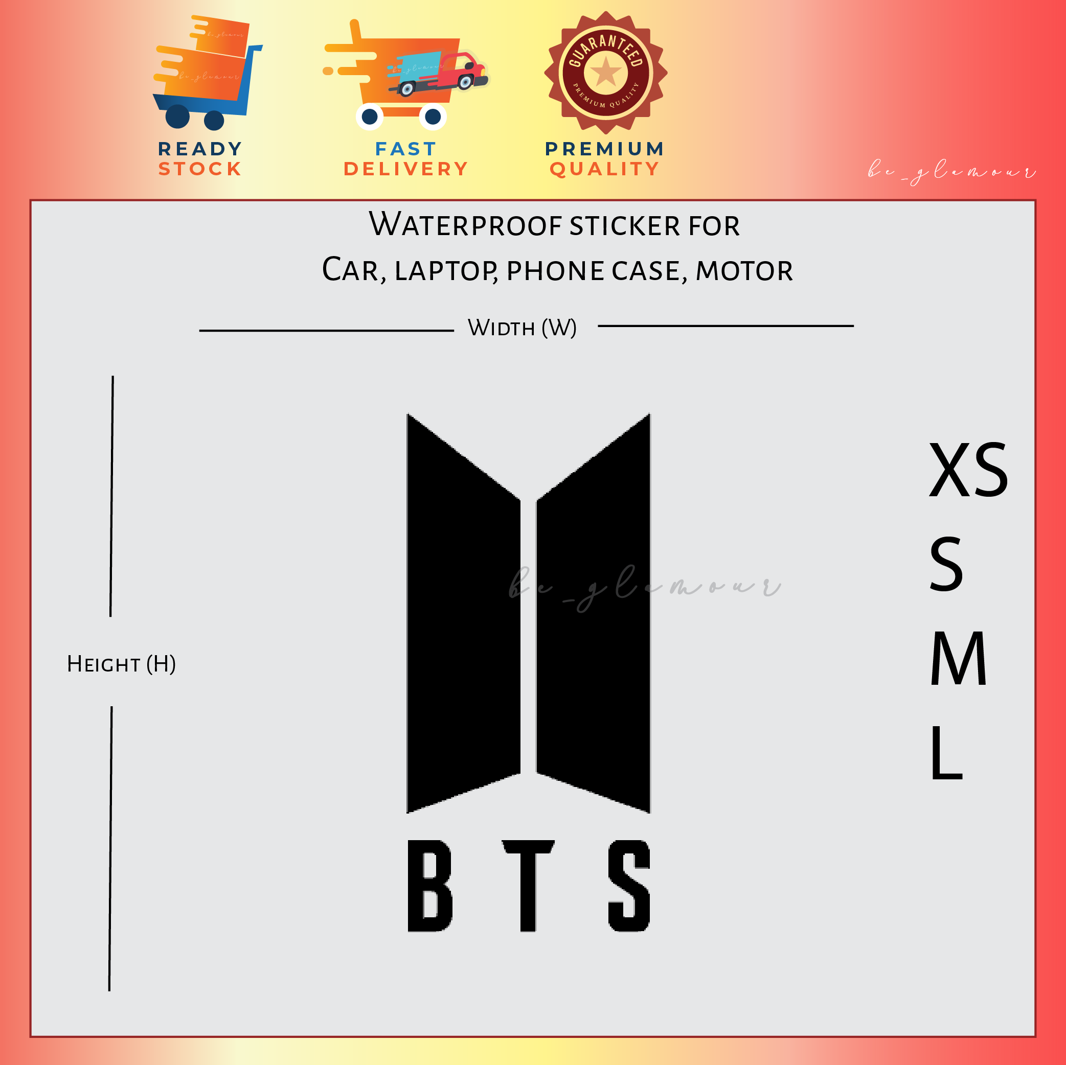 BTS Stickers Stiker BTS KPOP Logo Sticker Kereta Waterproof Car Motor ...