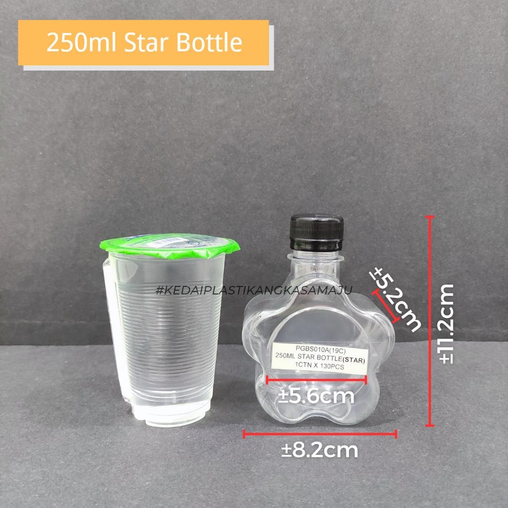 Botol Plastik + Black Cap (250ml, 330ml) - Botol Minuman, Star Bottle ...
