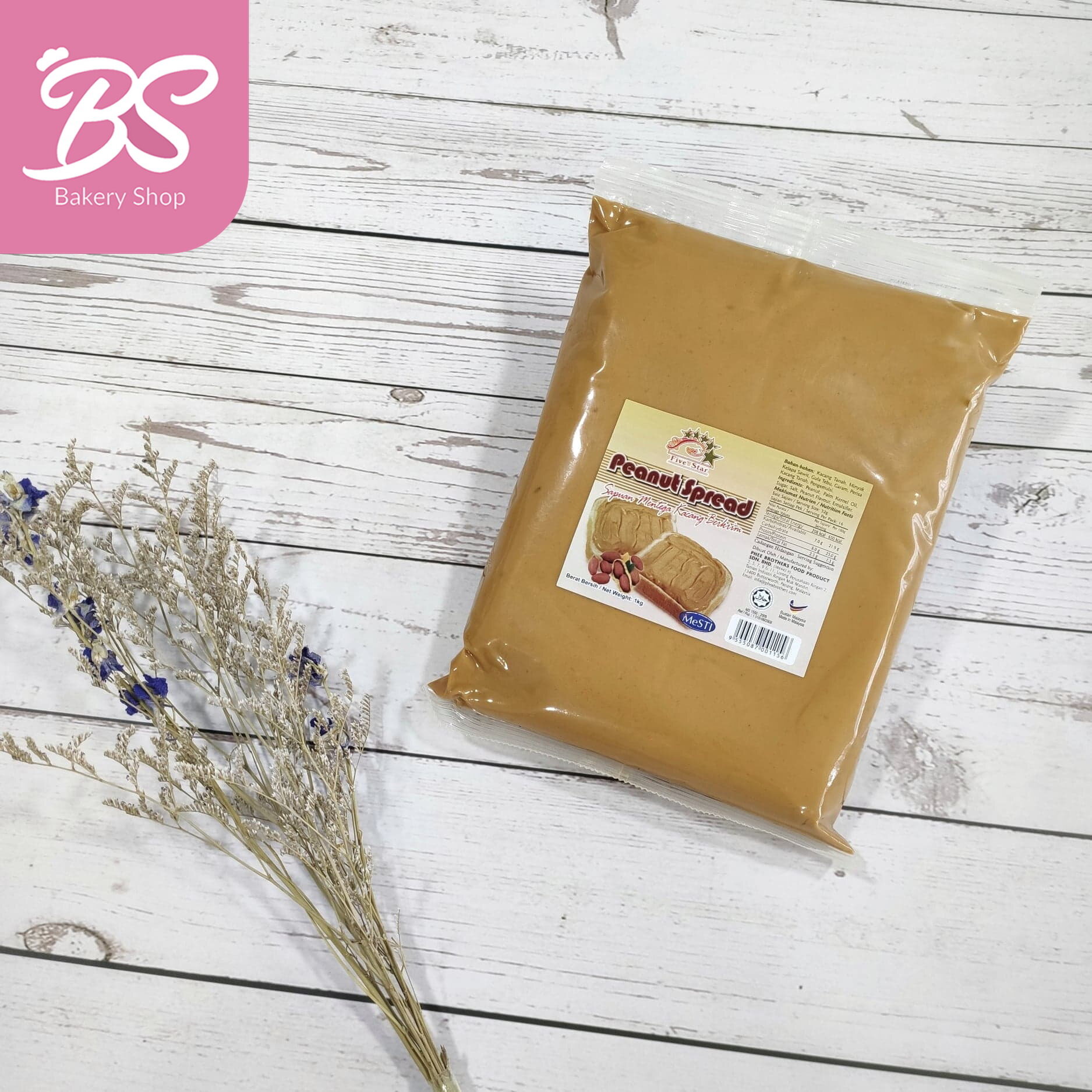 【Peanut Spread 1 kg】Five Star Sapuan Mentega Kacang Berkrim BS BAKERY SHOP | Lazada