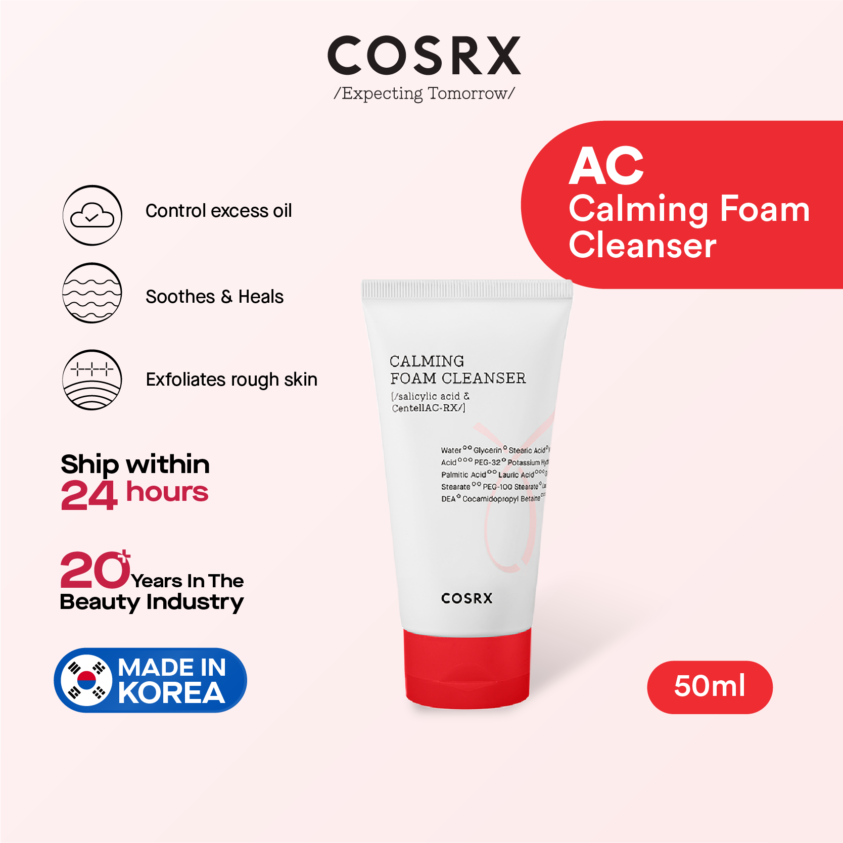 COSRX AC Collection Calming Foam Cleanser 50ml | Lazada