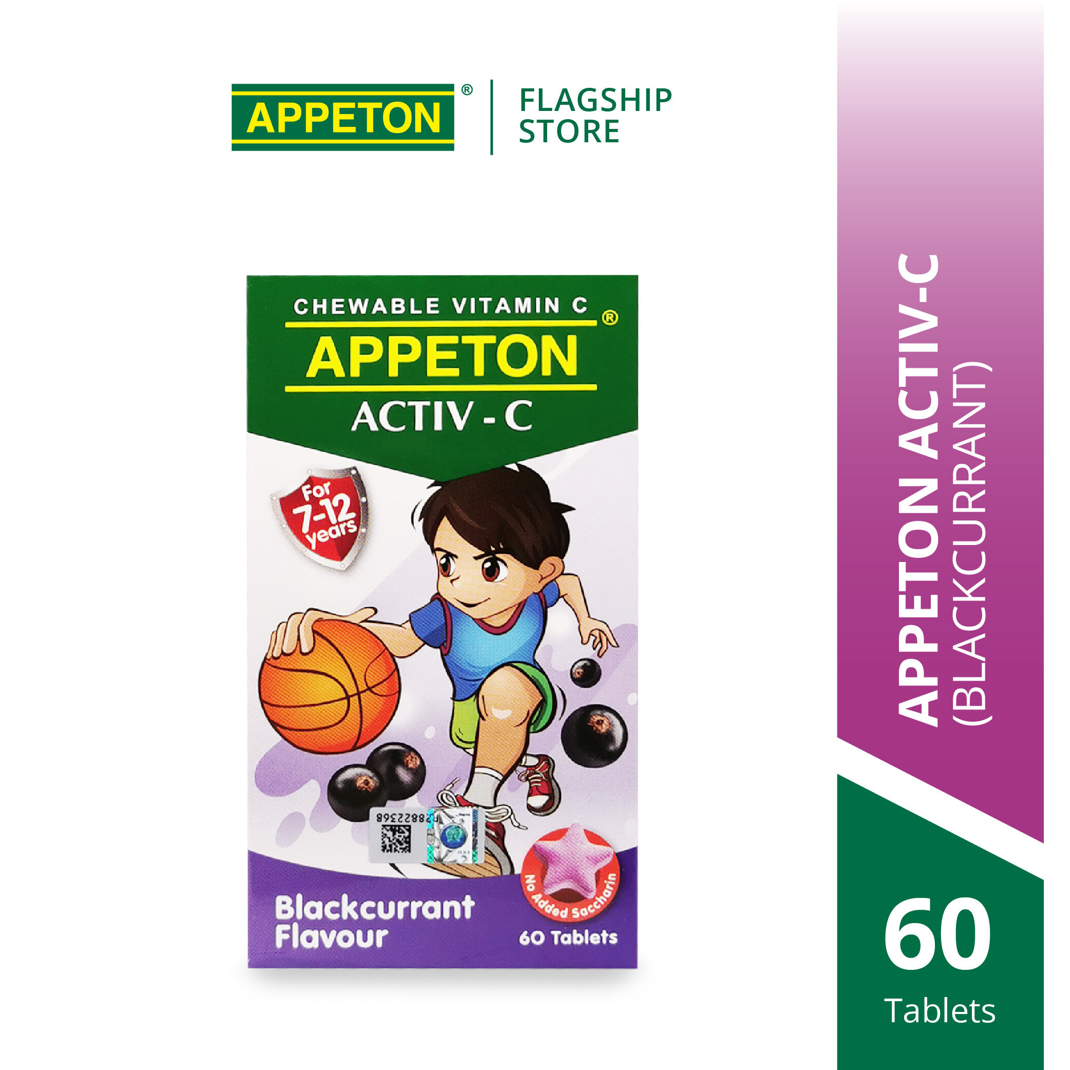 APPETON ACTIV-C 100mg Chewable Tablet for 7-12 Years Old (Blackcurrant ...
