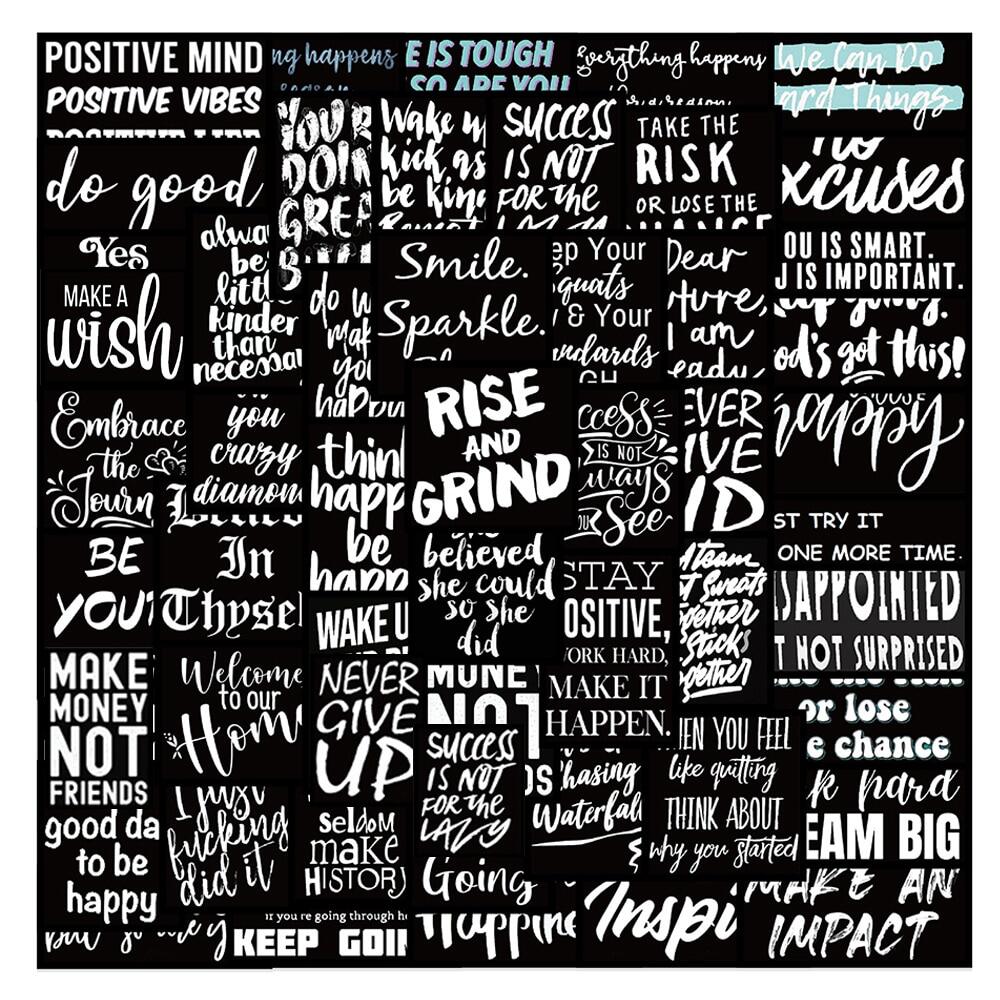 61pcs Motivational Phrases Black Stickers Inspirational Quotes ...