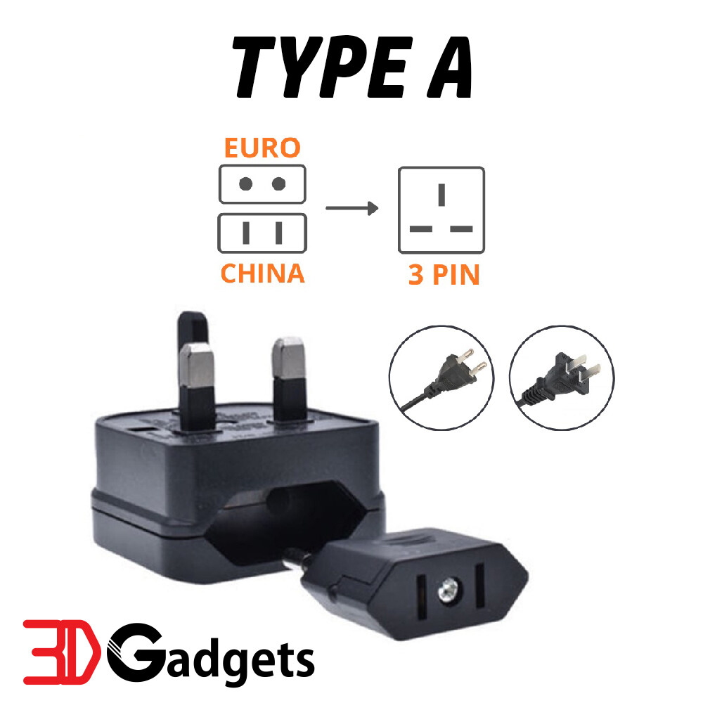 Portable Conversion Plug 2 Pin CN / US / EU to 3 Pin UK 3 Pin Travel ...