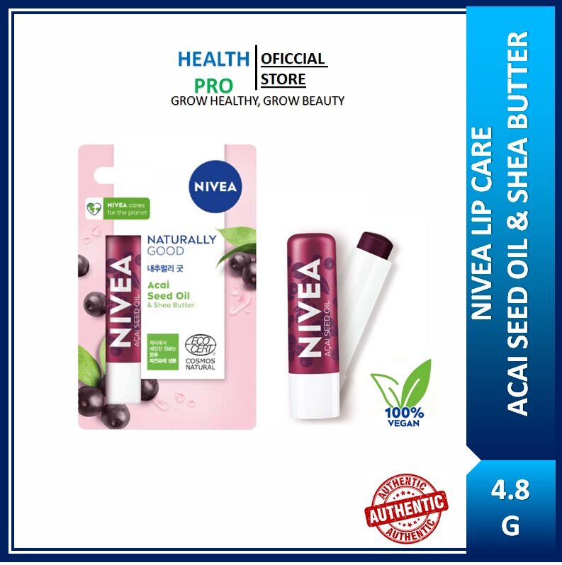 EXPIRY: 09/2023 Nivea Naturally Good Acai Seed Oil Caring Lip Balm (4 ...