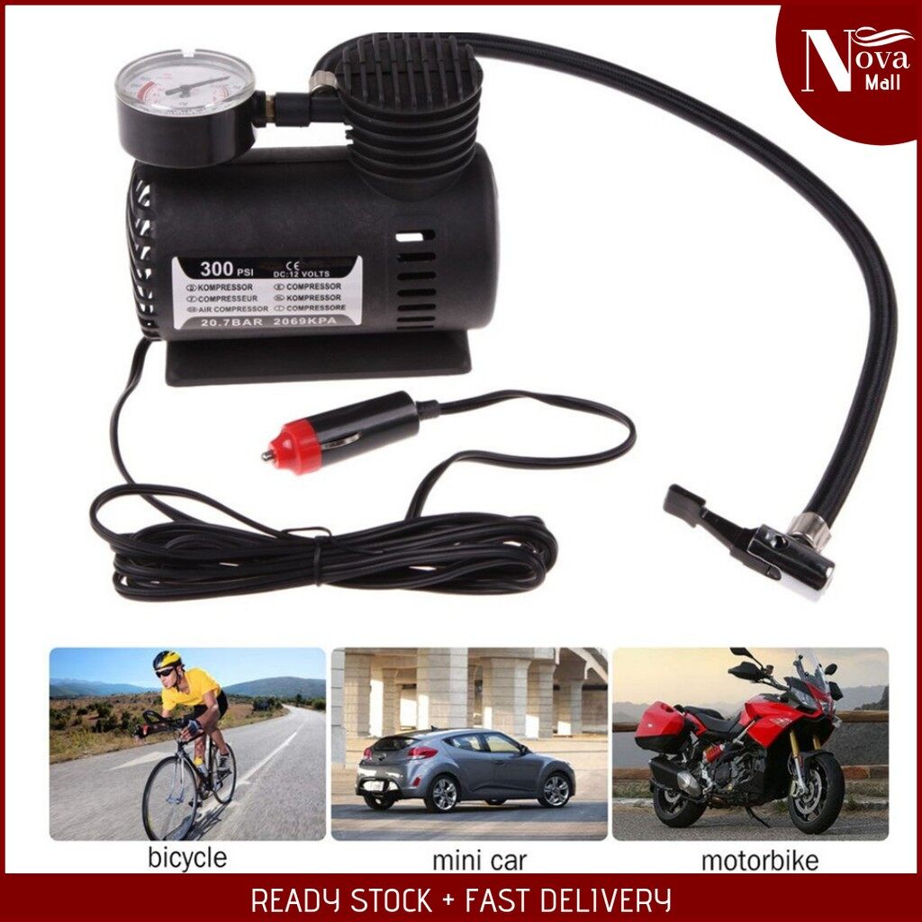 Mini Air Car Pump Compressor 300 PSI Tire Tyre Tools Inflators Pengepam ...