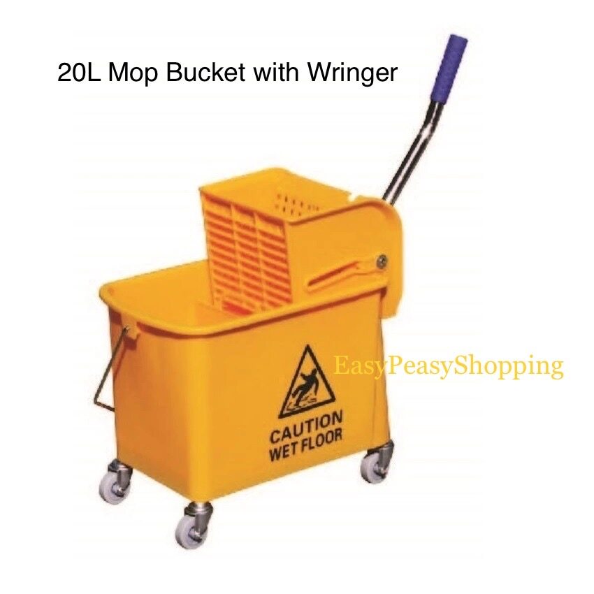Mop Cart Bucket c/w Wheel Castor 20L/Troli Baldi Perah /Tong Mop Beroda ...