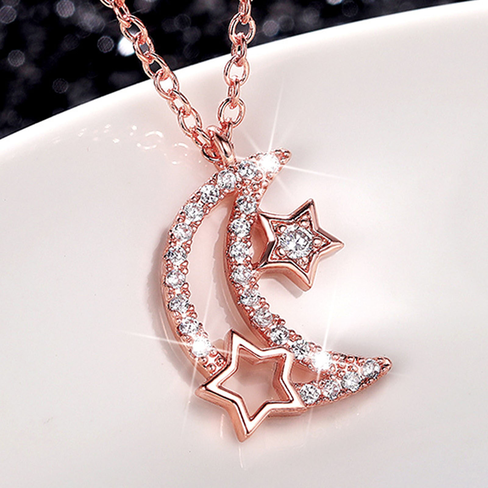 MeiYang Fashion Personality Rose Gold Color Moon And Star Pendant ...