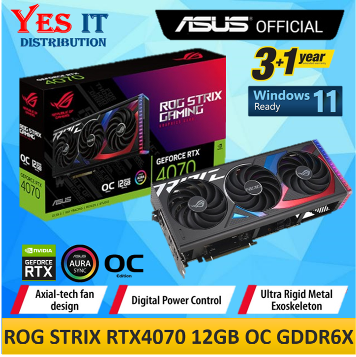 ASUS ROG Strix GeForce RTX 4070 12GB GDDR6X OC Edition Graphics Card ...