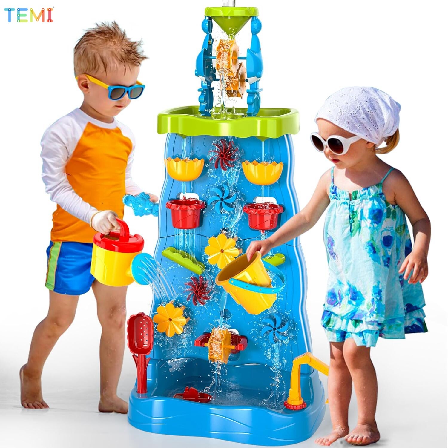 TEMI Water Table Waterfall Outdoor Toys for Kids Toddlers Boys Girls ...