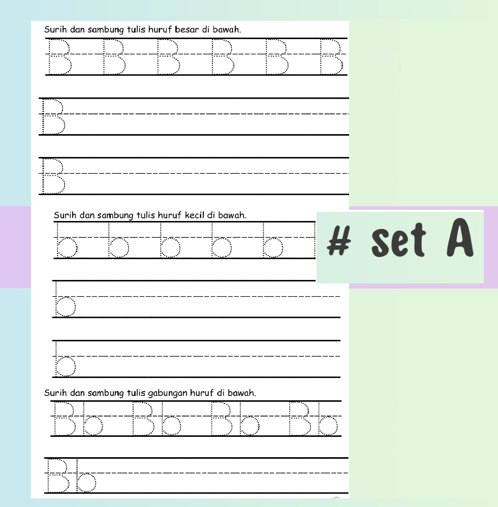 Latihan Menulis Surih ABC Bahasa Melayu Lembaran Kerja Bagi Preschool ...