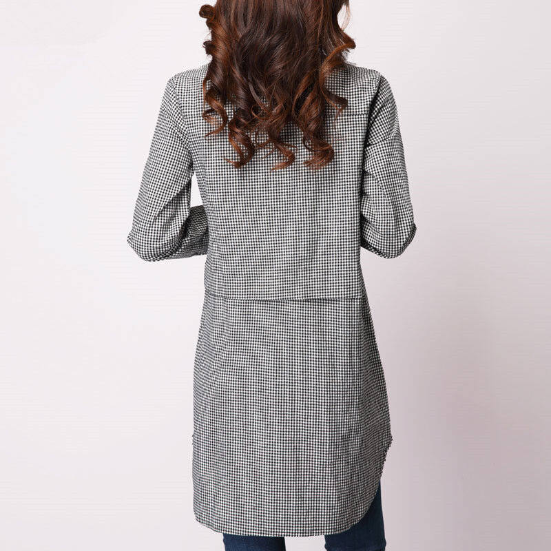 [M-5XL] เสื้อเชิ้ต MM ไขมัน2022,เสื้อเชิ้ตความยาวปานกลางเสื้อเชิ้ตลายสก๊อตแขนยาวเสื้อโค้ทเสื้อ ...