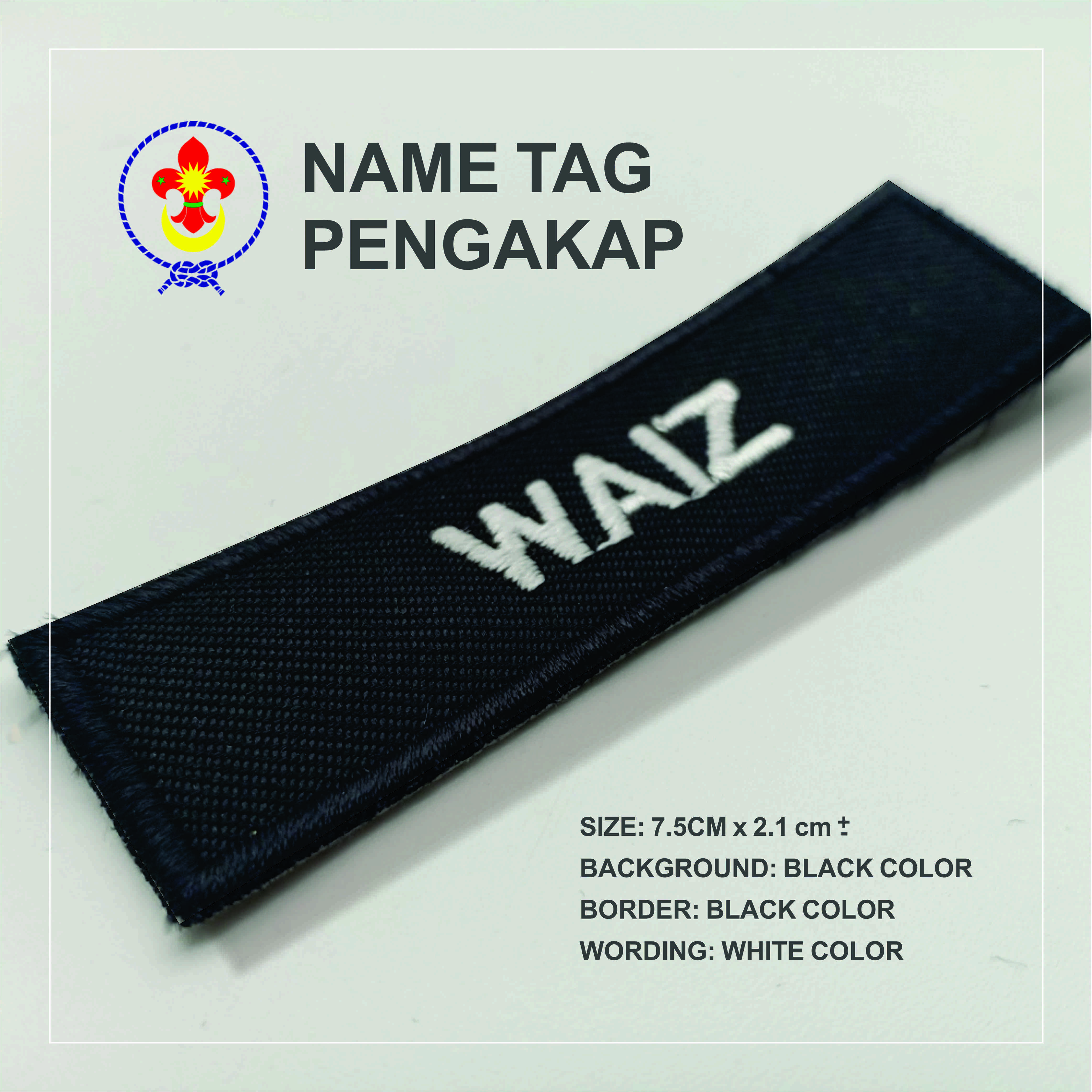 [CUSTOM MADE] TANDA NAMA PENGAKAP SULAM / TAG NAMA PENGAKAP/ NAME TAG ...