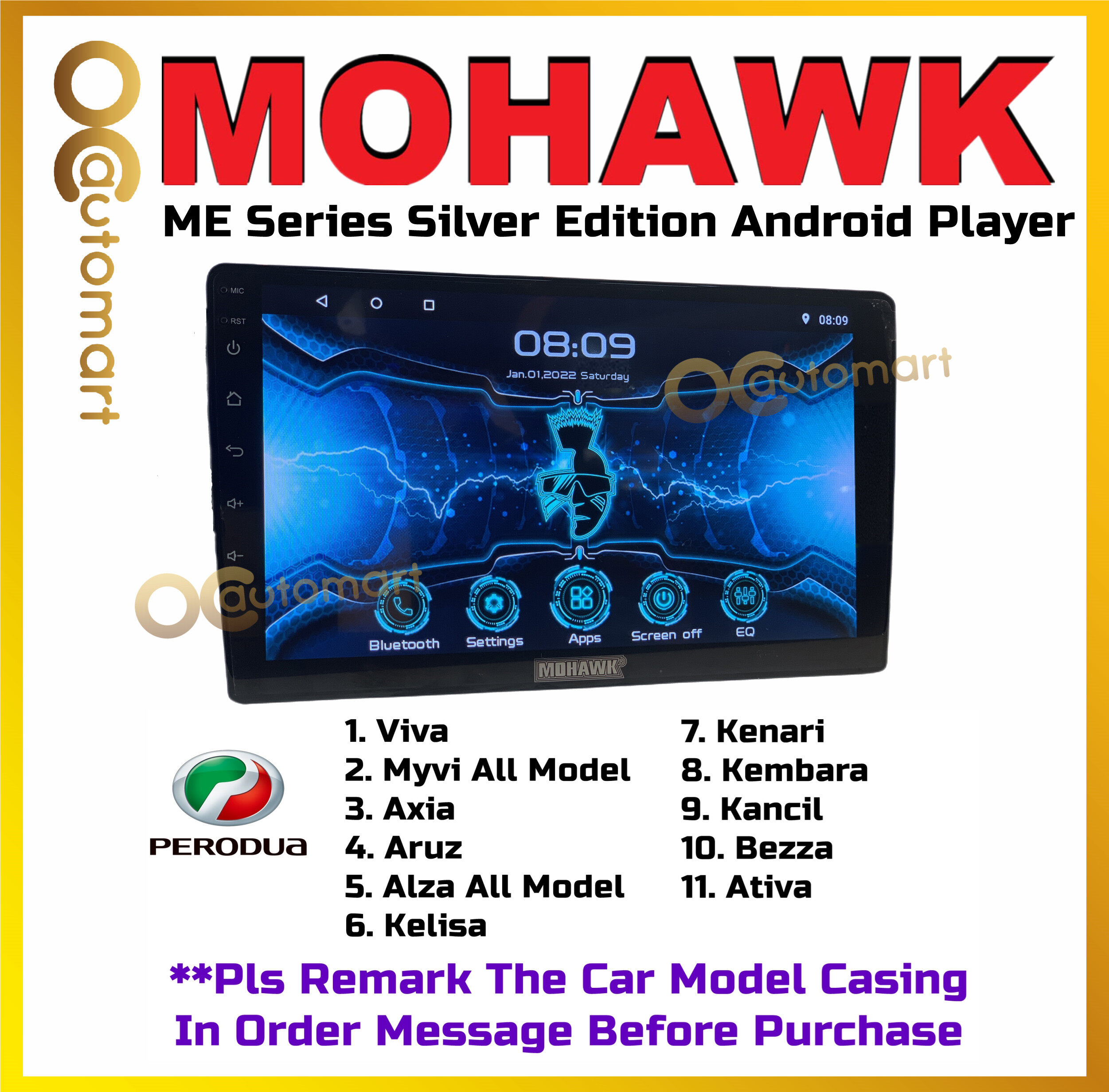 Mohawk Me Series 1+16 / 2+32 / 4+64 Silver Edition Car Android Player ...