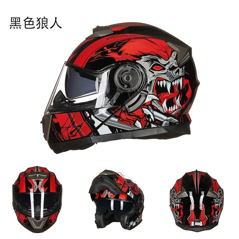 GXT 160 Full Face Motorcycle Helmet Double Lense Flip Up Helmet Casco ...