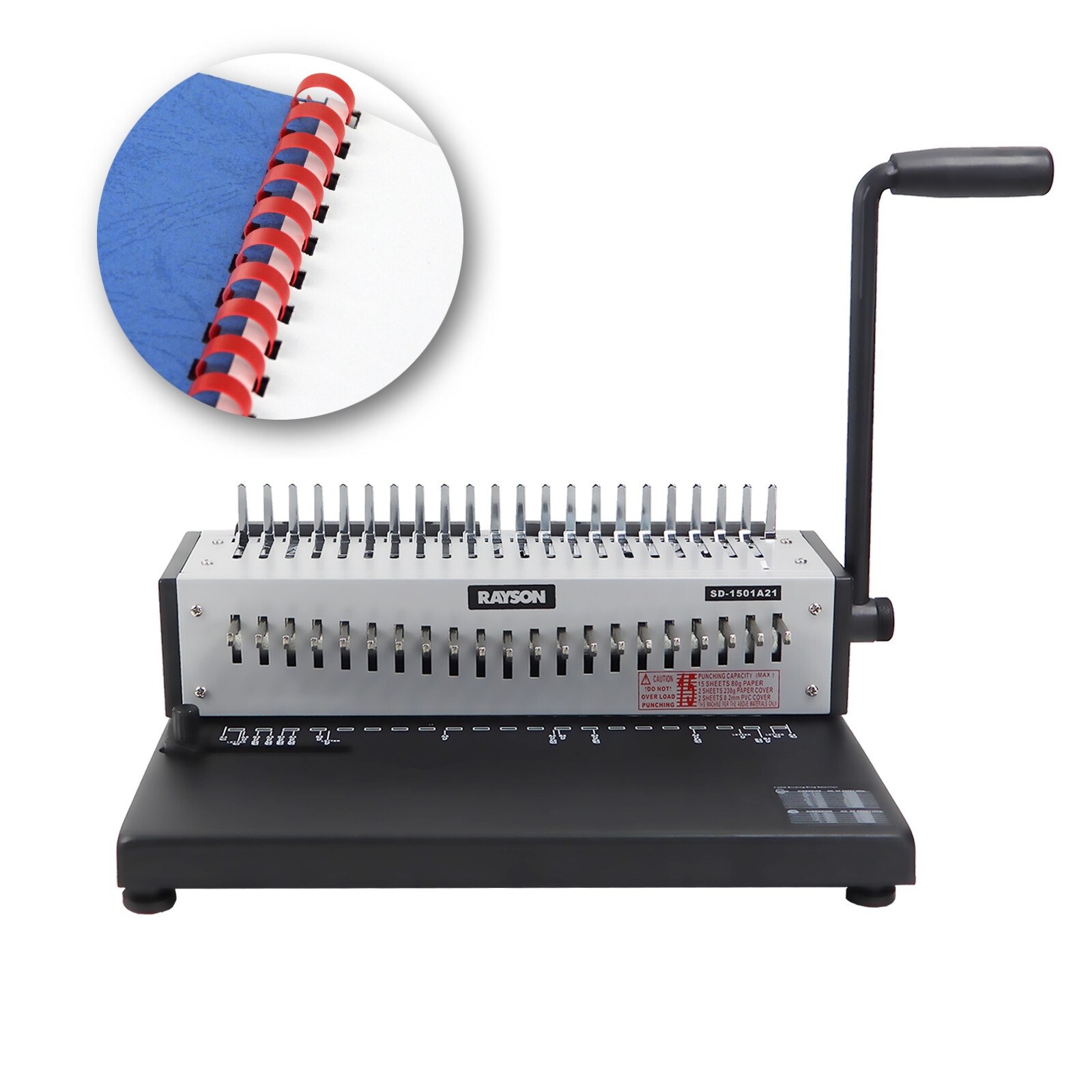 RAYSON SD-1501A21 A4 Comb Binding Machine 21 Holes Book Binding 200 Sheets Comb Binder for ...