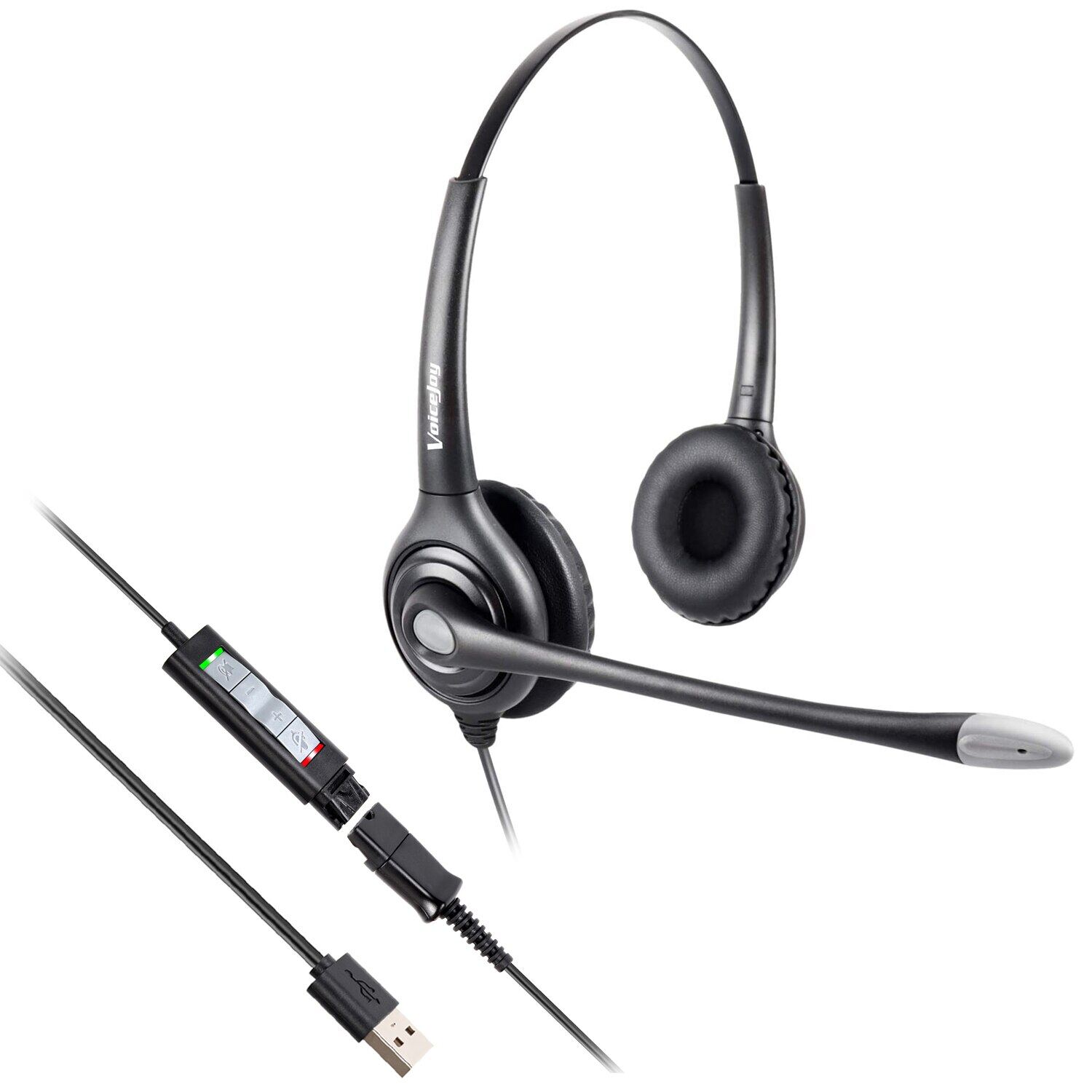 ชุดหูฟัง USB สำหรับ Plantronics QD Connector ควบคุมเสียงรบกวนชุดหูฟัง ...