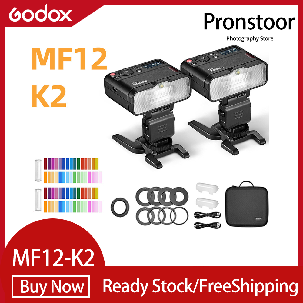 Godox MF12 K2 Macro Flash 2 Unit Light Kit Mini Speedlite built-in ...