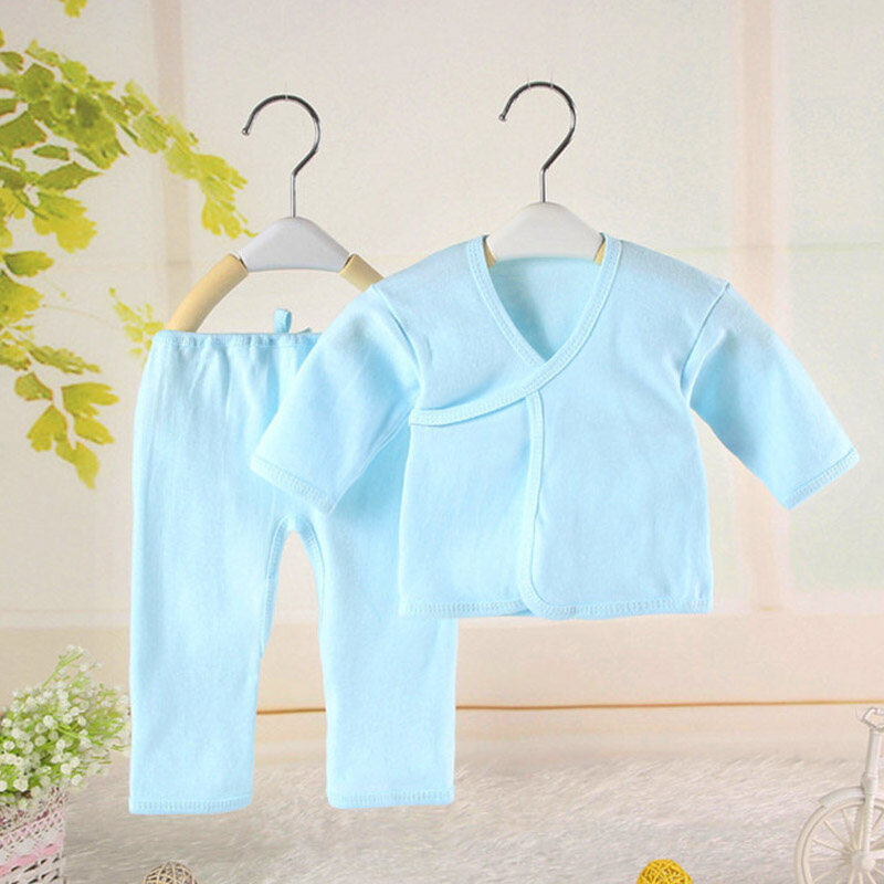 2Pcs / Set Top+ Pants Pure Color Soft Cotton Baby Girls Boy Clothing ...