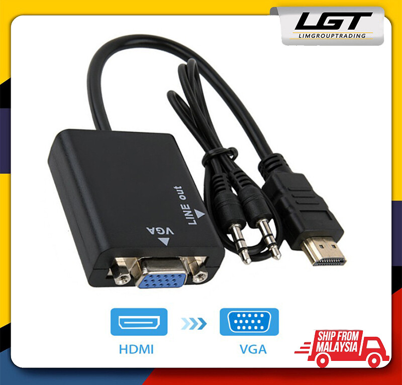 HDMI Male to VGA female Conveter Cable HD 1080P Adapter with Audio ...