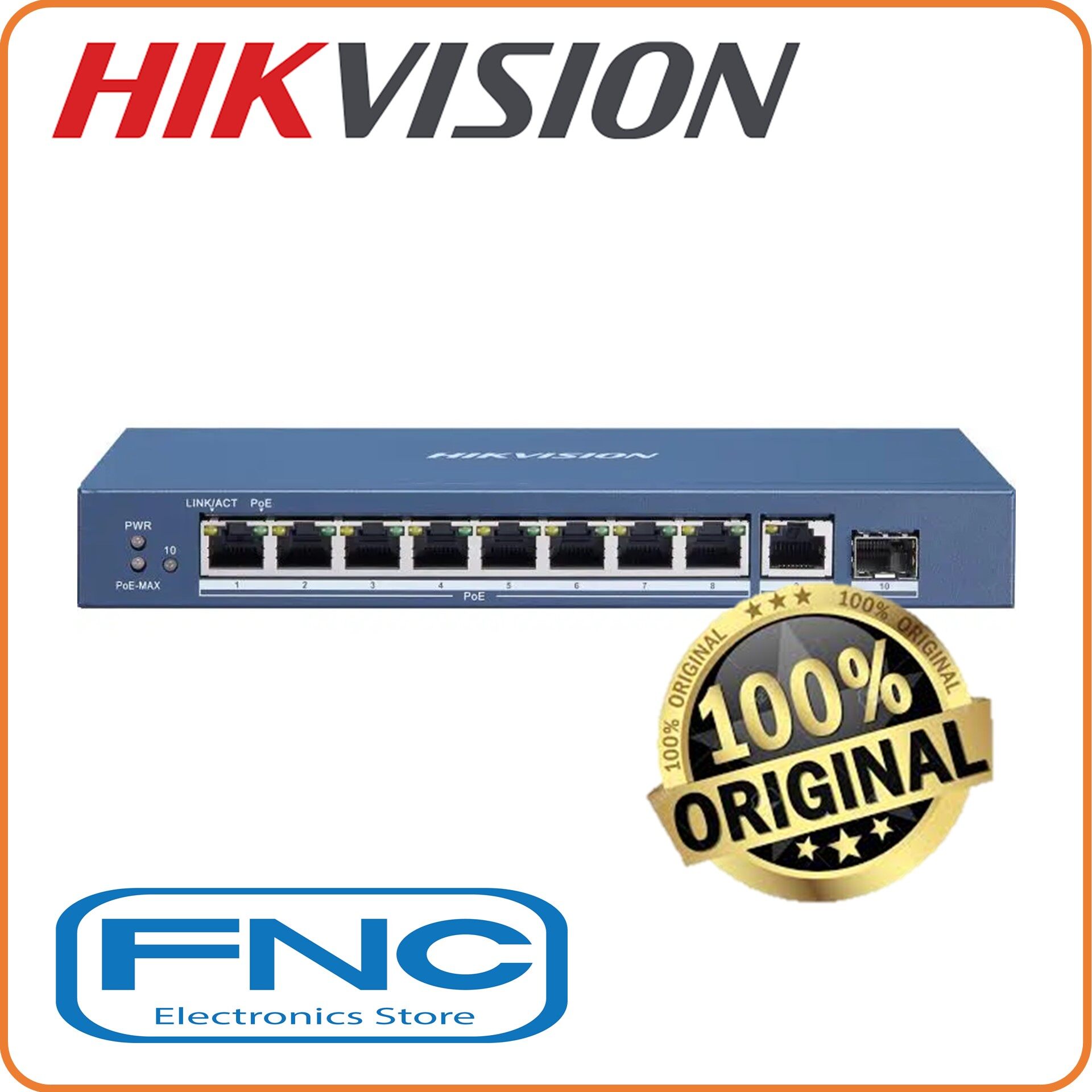 HIKVISION DS-3E0510P-E/M Network 8 × Gigabit PoE Ports With 1 × Gigabit ...