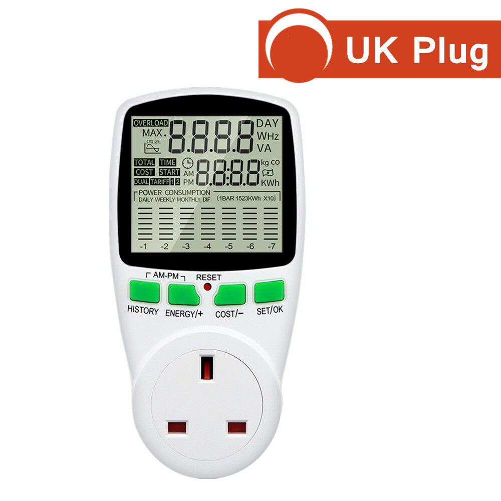 Digital Watt Power Meter Socket Voltage Wattmeter EU/UK/US Plug Energy ...