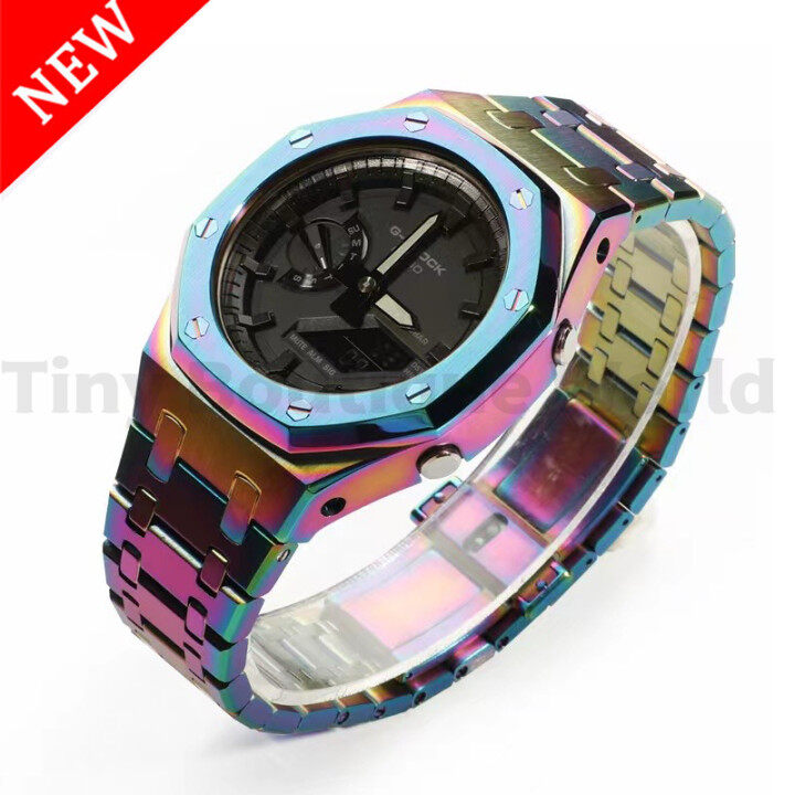 Casio Oak Mod Kit สายเหล็ก + เคสสำหรับ GA2100สายสแตนเลสรุ่นที่สาม + เคส ...