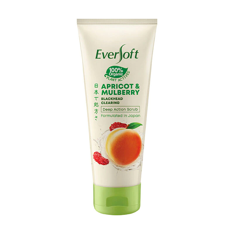 Eversoft Deep Action Scrub Apricot & Mulberry /Rice Oat Milk 100g Blackhead Clearing Smoothing ...