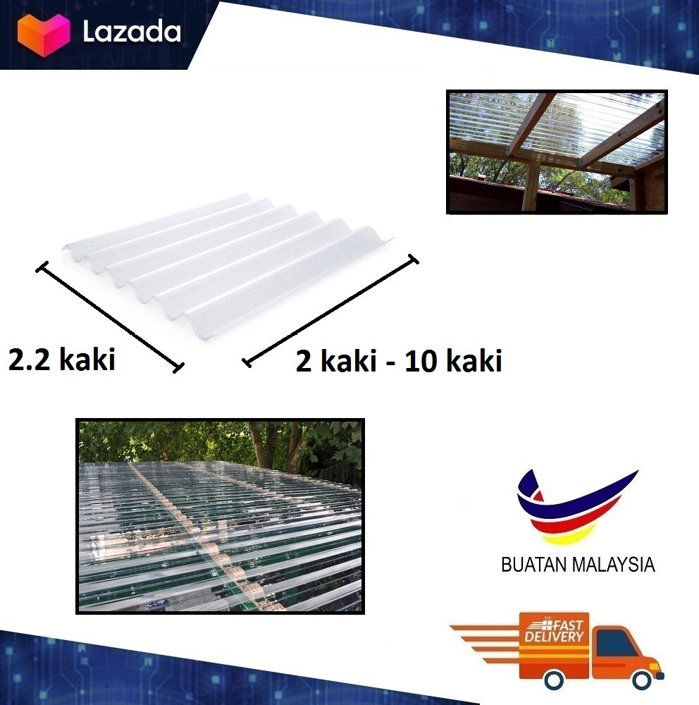 ATAP CERAH LUTSINAR 1.0mm ± / CORRUGATED POLYCARBONATE TRANSPARENT ROOF ...
