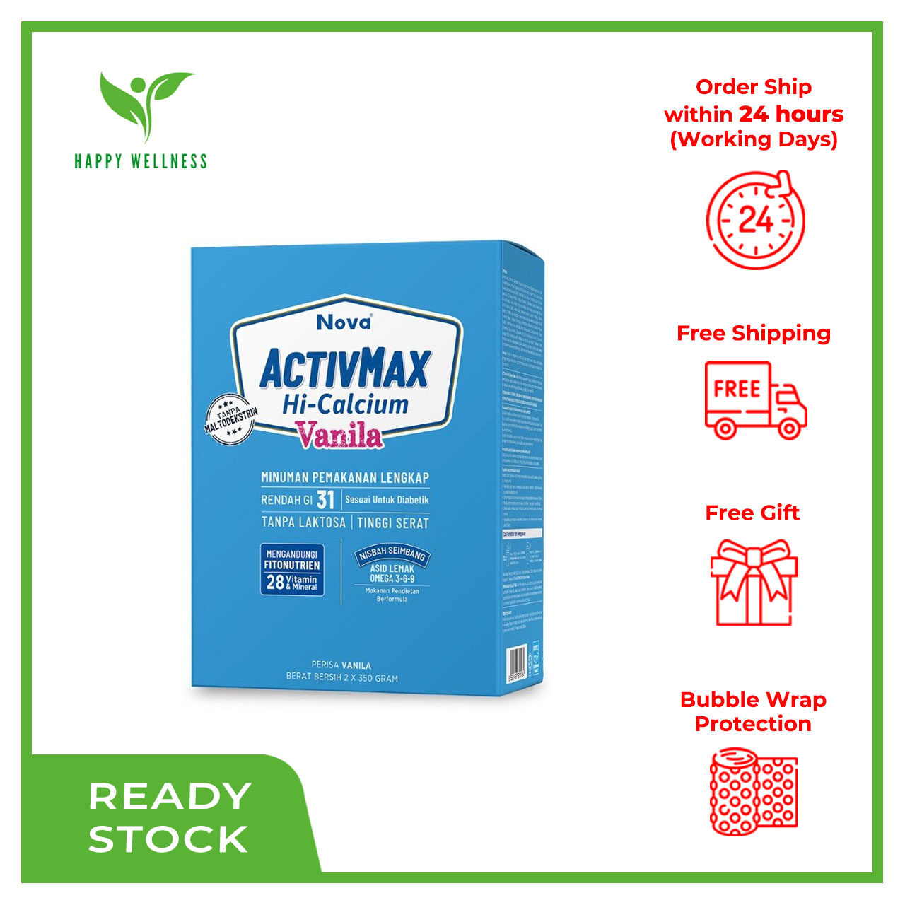 Nova Activmax High Calcium Vanilla 2x350g (Exp: 11/2024) | Lazada