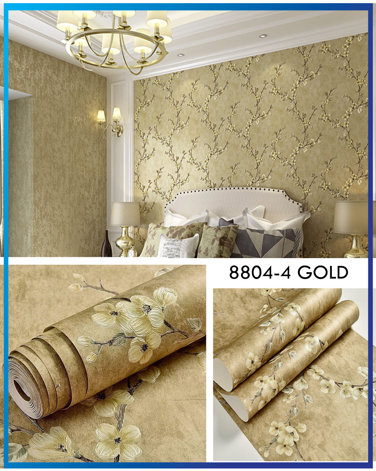 ZALALO 53cmx100cm Modern Corak Bunga Bertimbul Solid Kertas Dinding ...