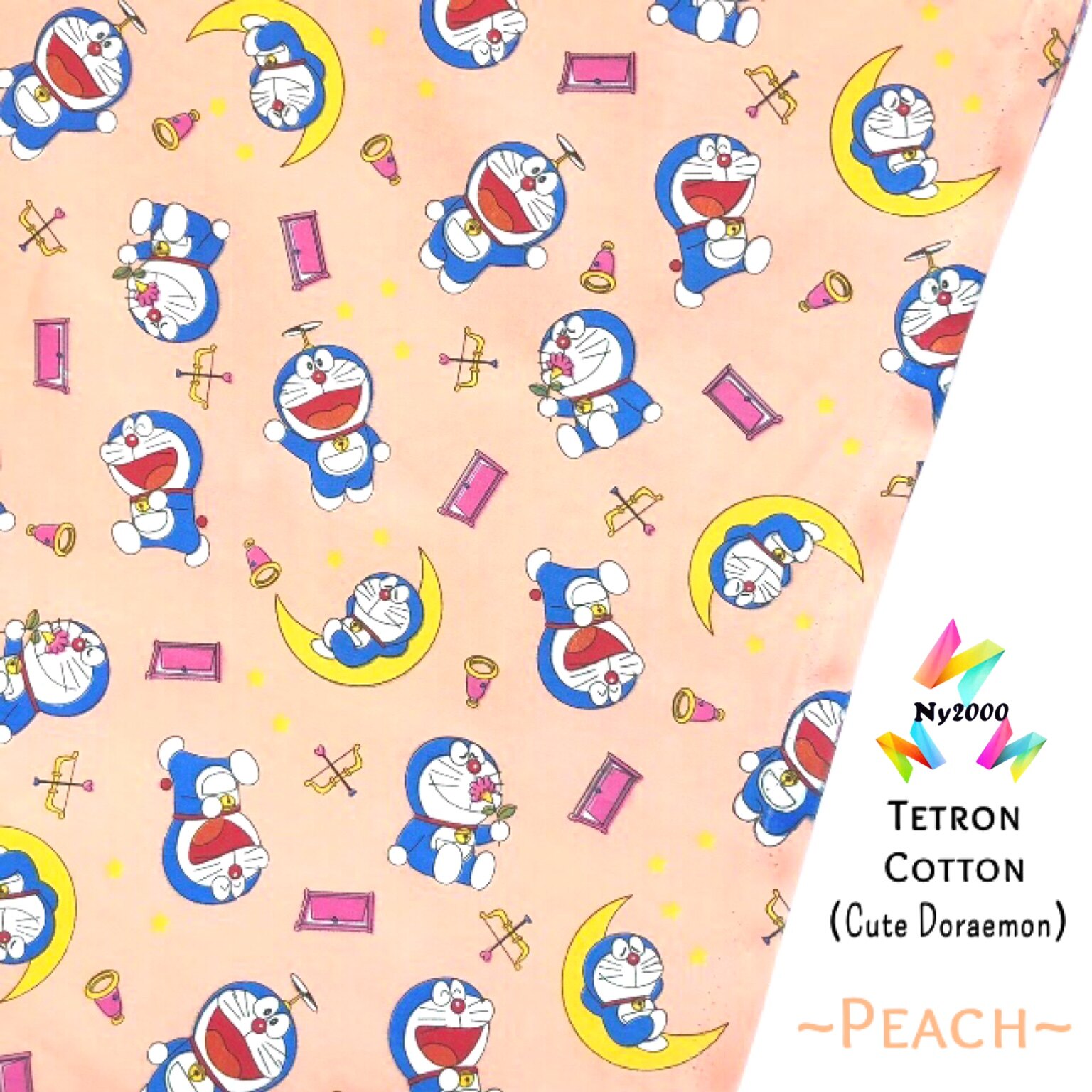 Kain Tetron Cotton TC (Polyester) Corak Doraemon Comel (Bidang 48 inci ...