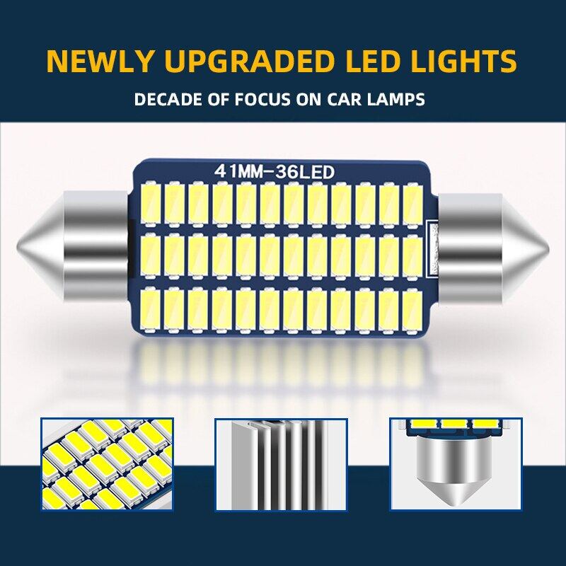 1 PCS Festoon รถ LED ไฟอ่านหนังสือภายใน 4000K Warm White 6000K C5W C10W 31 มม. 36 มม. 39 มม. 41 ...