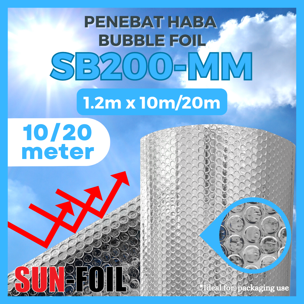 SUNFOIL SB200-MM (1.2m x 10m/1.2m x 20m) Bubble Series Bubble Foil ...