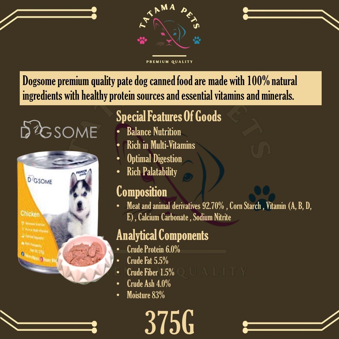 Dogsome Dog Canned Food 375g Salmon Chicken Codfish Lamb Pork