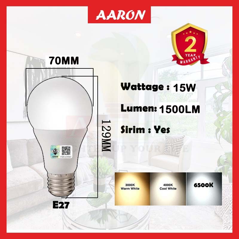 LED Bulb A60 A45 5W/12W/15W E27 Daylight/Warm/3C High Quality High Power Factor Aaron Shop 2Year ...