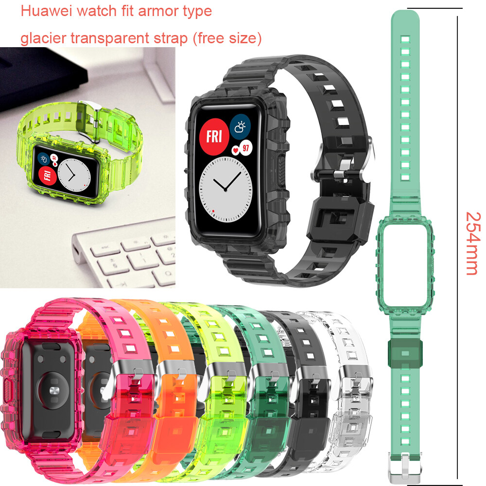 สำหรับ Huawei Watch Fit สายนาฬิกาซิลิโคนสายนาฬิกา Glacier แถบโปร่งใส