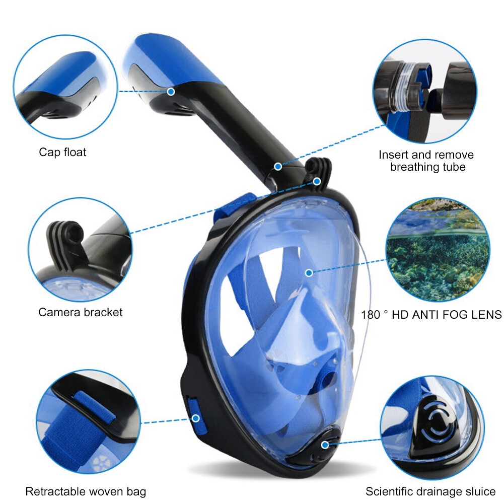 (Ready) Underwater Scuba Full Face Diving Snorkeling Respiratory Mask ...