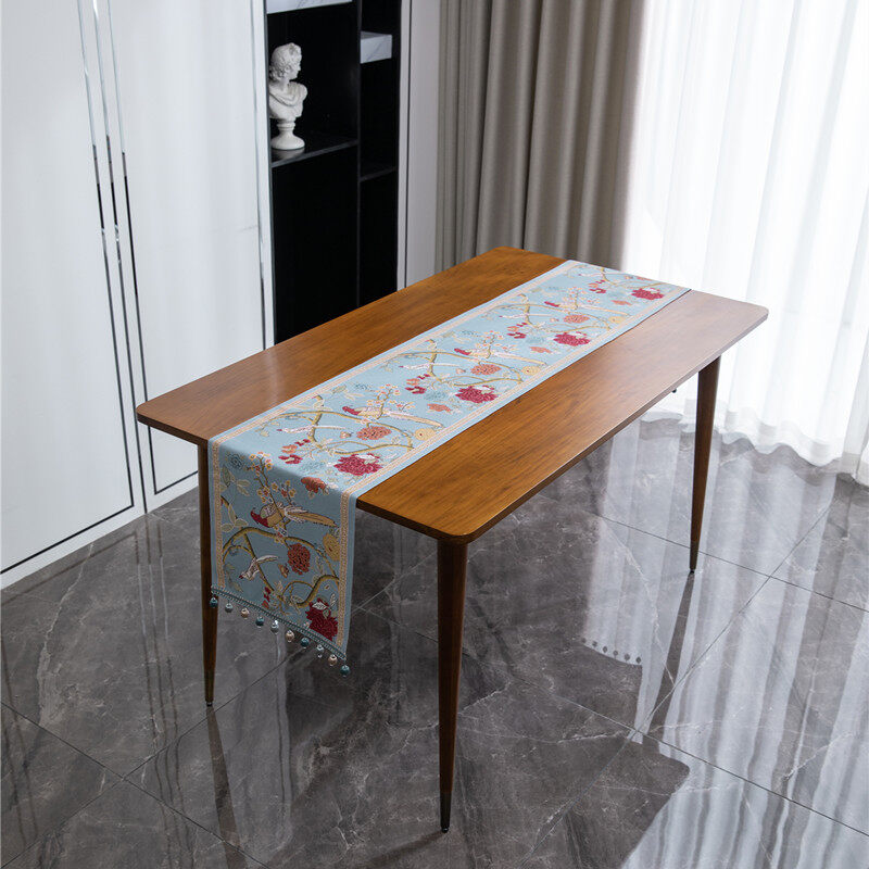 Retro jacquard bird floral beads polyester cotton household table ...