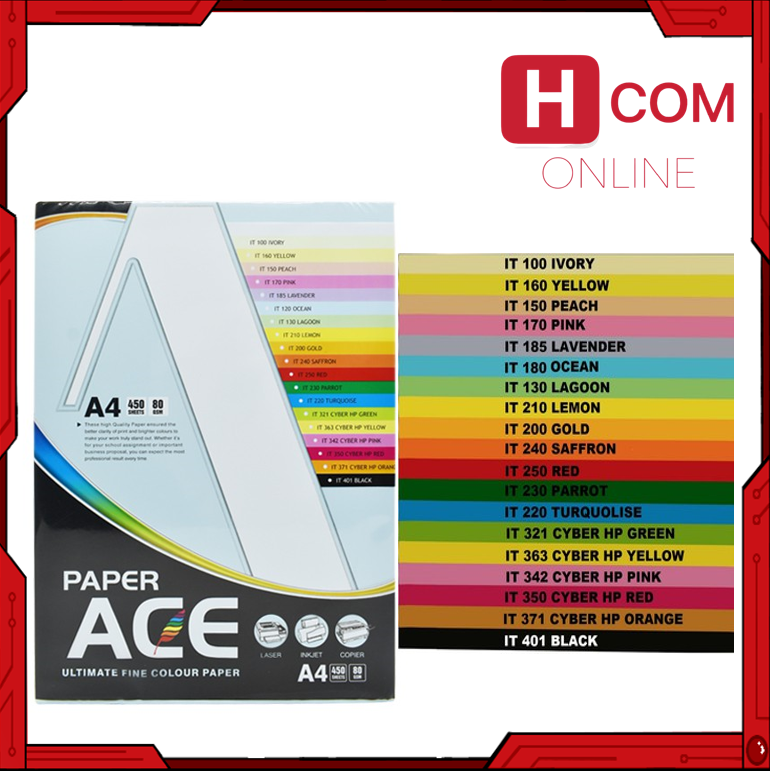 ACE A4 80gsm Light / Dark Colour Paper - 450 Sheets | Lazada