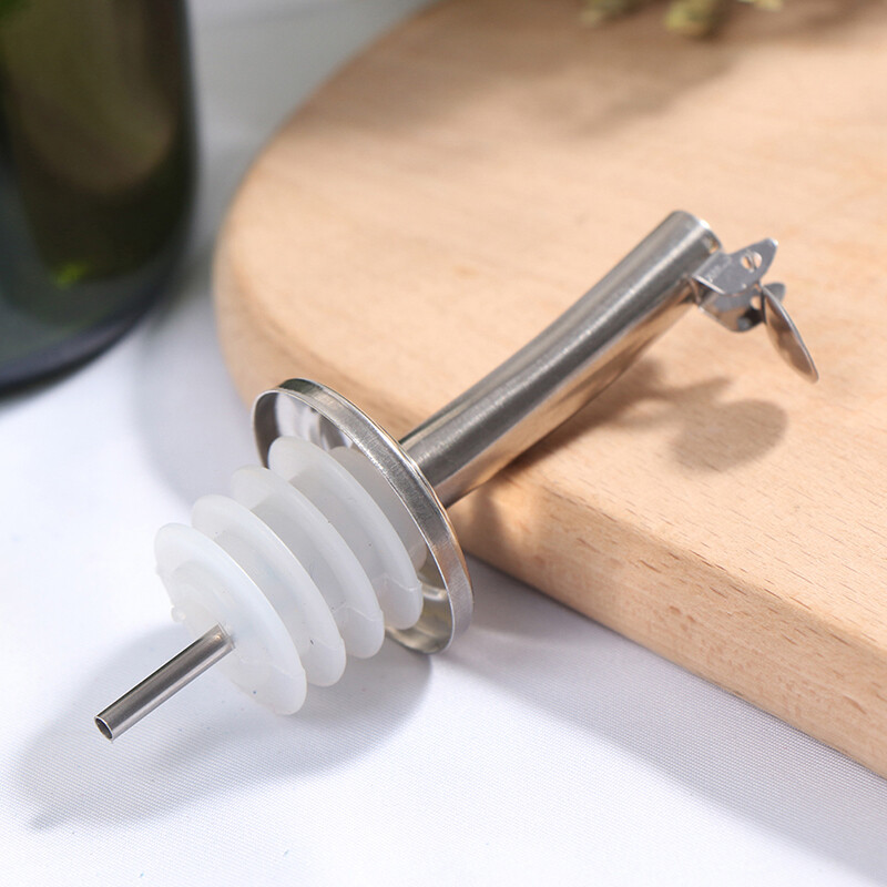 Stainless Steel Oil Stopper Wine Pourer Double Cover Nozzle Kitchen Bar ...
