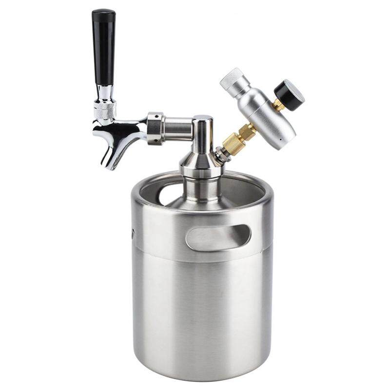 2L Mini Stainless Steel Beer Keg with Faucet Pressurized Wine Shaker ...