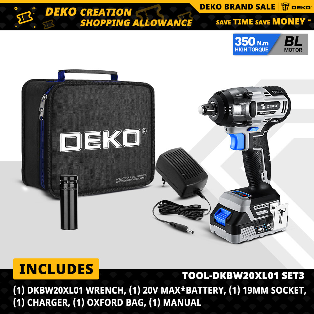 DEKO Power Tools 20V MAX Cordless Brushless Wrench 350N.m High Torque ...