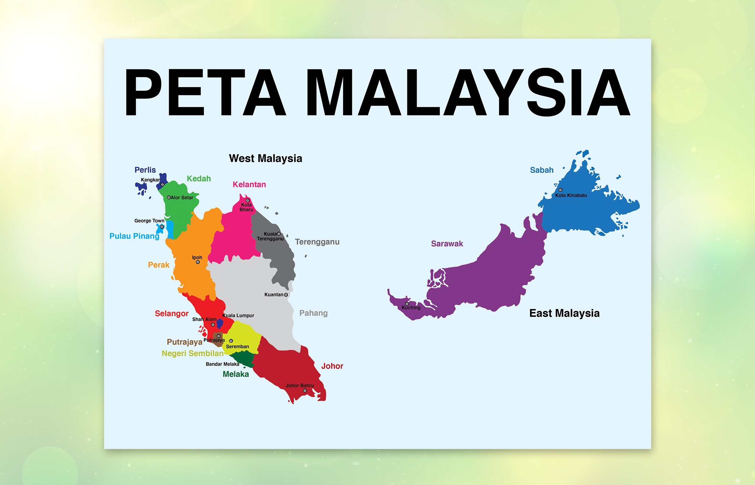 Malaysia Map (UV Printing) Peta Malaysia | Lazada