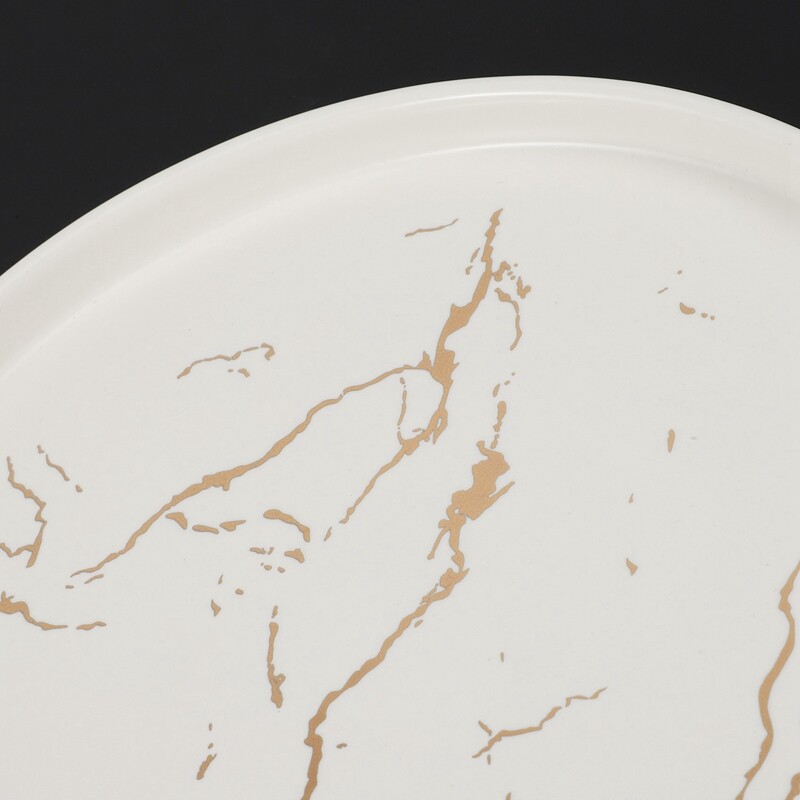 [ในสต็อก] [COD]20Cm Gold Marble Ceramic Dish Porcelain Cutlery Set ...