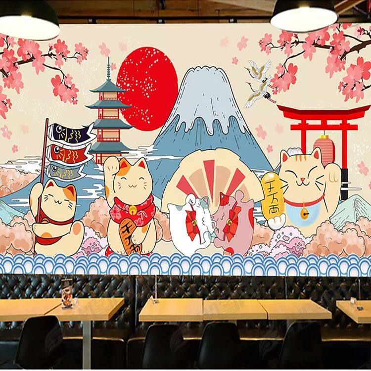 จัดส่งฟรีวอลล์เปเปอร์ญี่ปุ่น Hefeng Ukiyo ร้านเหล้าญี่ปุ่นทาทามิร้านซูชิห้องส่วนตัวตกแต่งพื้น ...