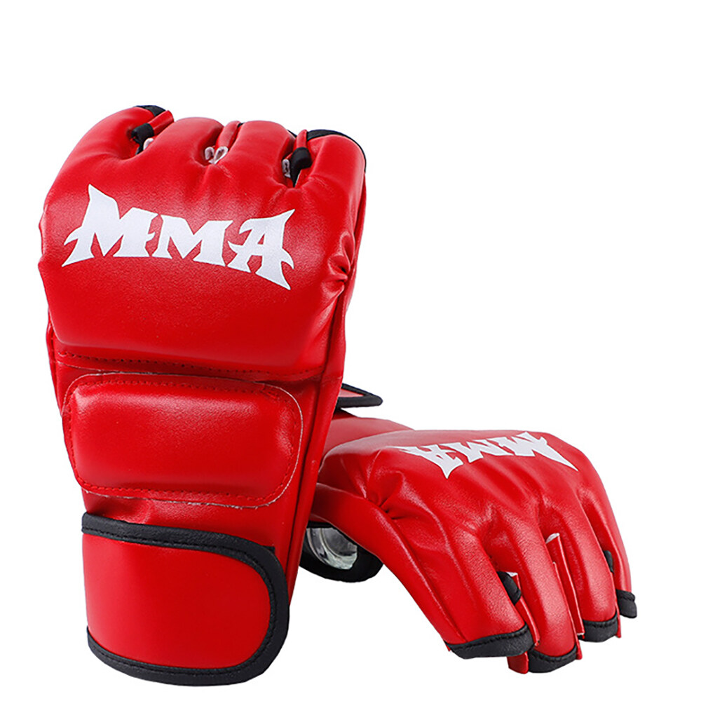 5สีหนาถุงมือมวยถุงมือ MMA ครึ่งนิ้ว Sanda เทควันโดการต่อสู้ MMA ถุงมือ ...
